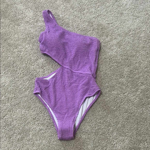 Swim | Purple One Piece Swimsuit With Side Cutout | Poshmark